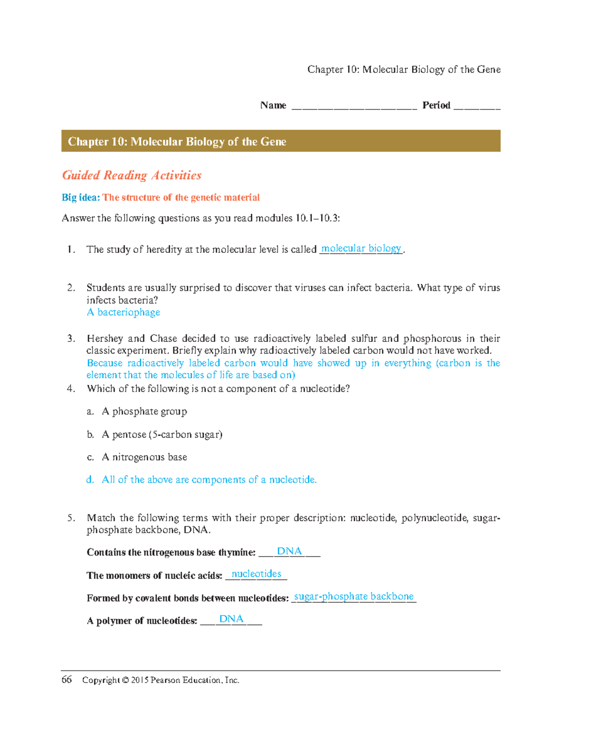 Chapter 10 Guided Reading Activity Answers for Biology 101 - Studocu