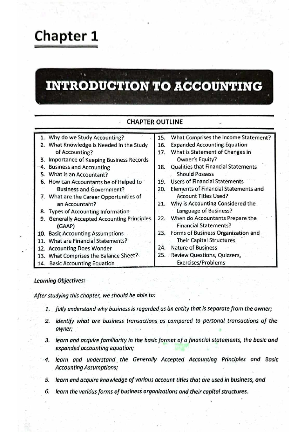 Chapter-1 - MATERIALS - Chapter 1 INTRODUCTION TO ACCOUNTING CHAPTER ...