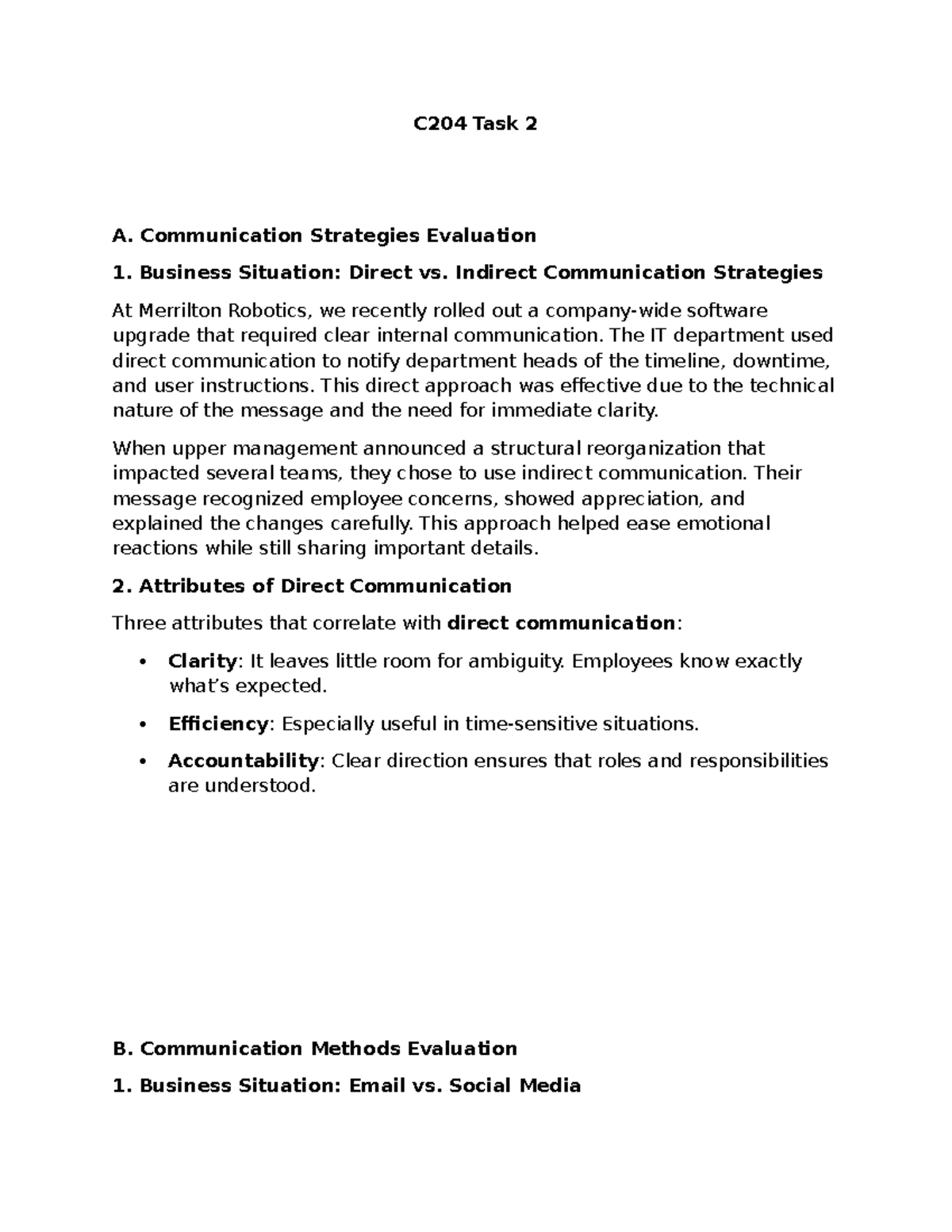 C204 Task 2 - Evaluation of Communication Strategies at Merrilton ...