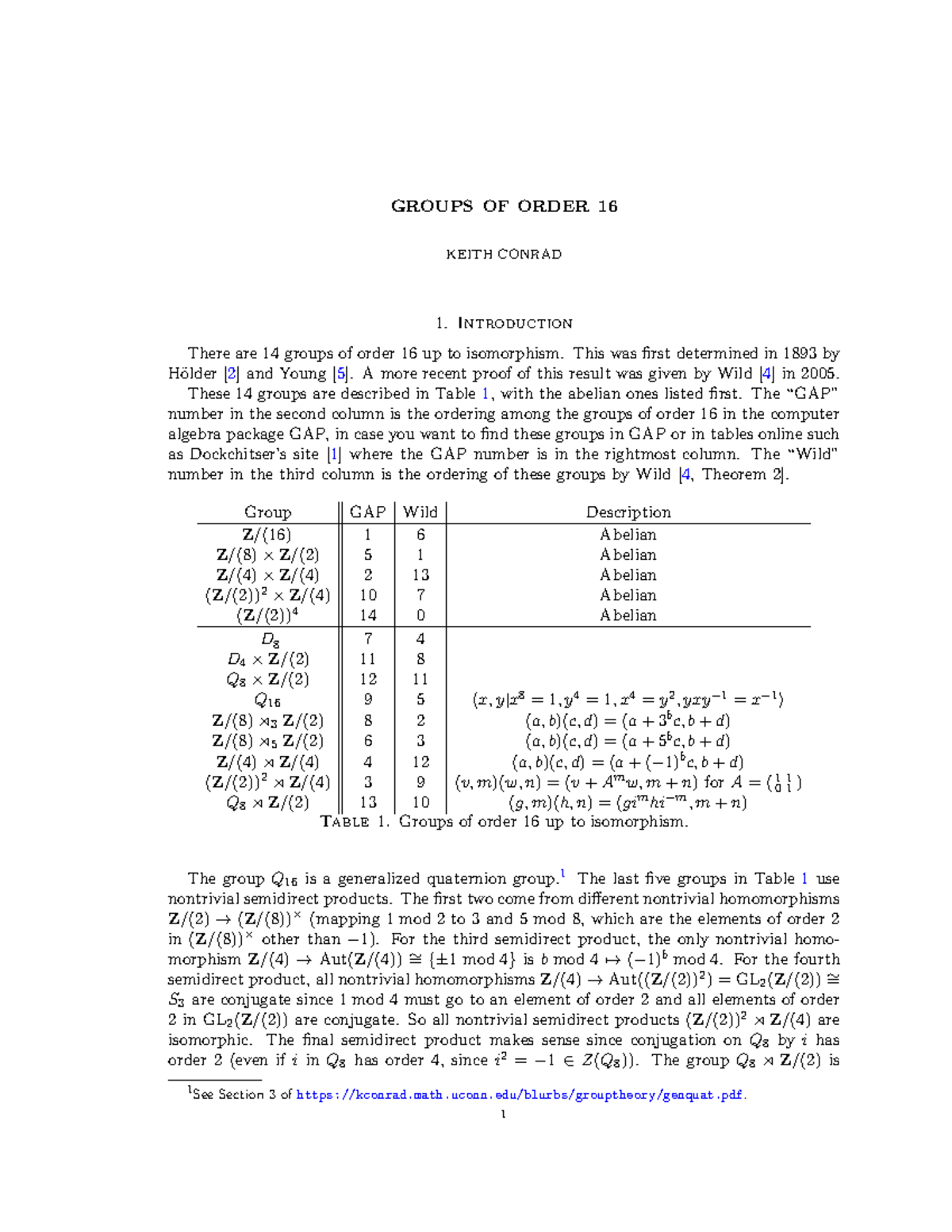 Groups of Order 16: Examining the 14 Distinct Groups in Detail - Studocu