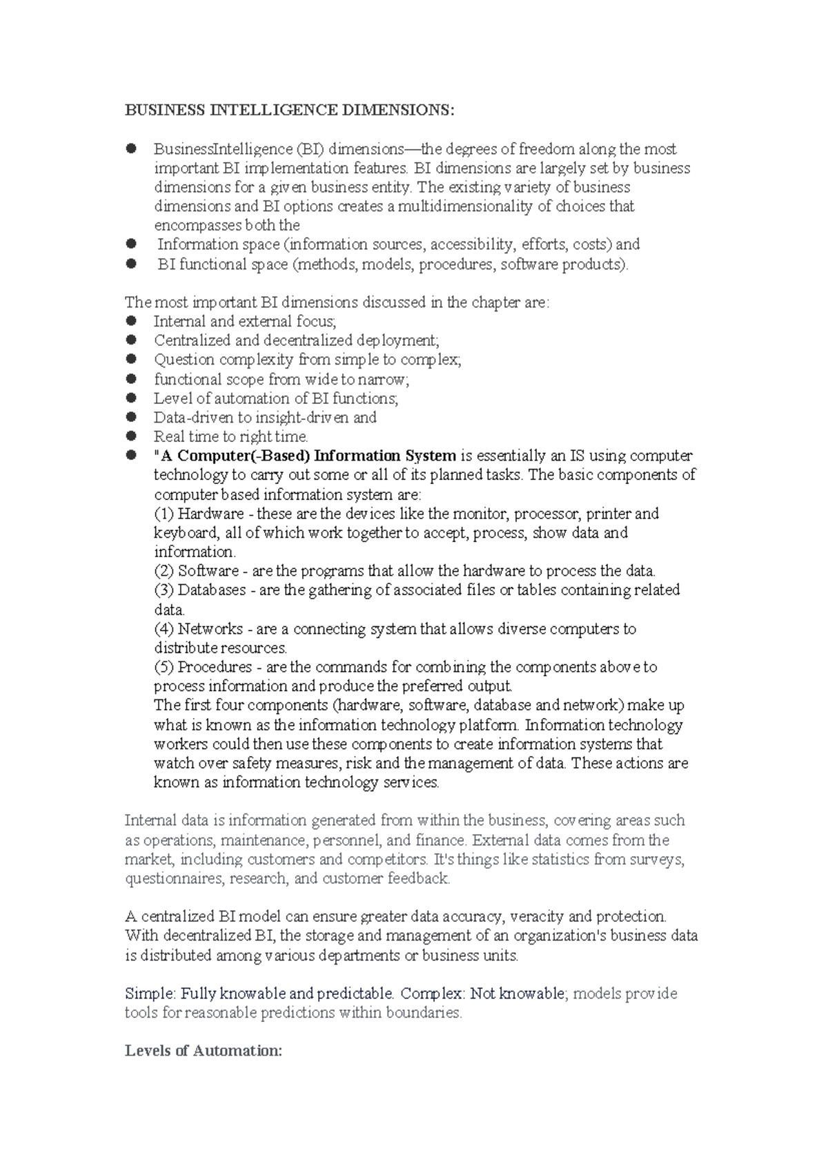 BI R18 Unit 2 - Comprehensive Business Intelligence Notes - Studocu