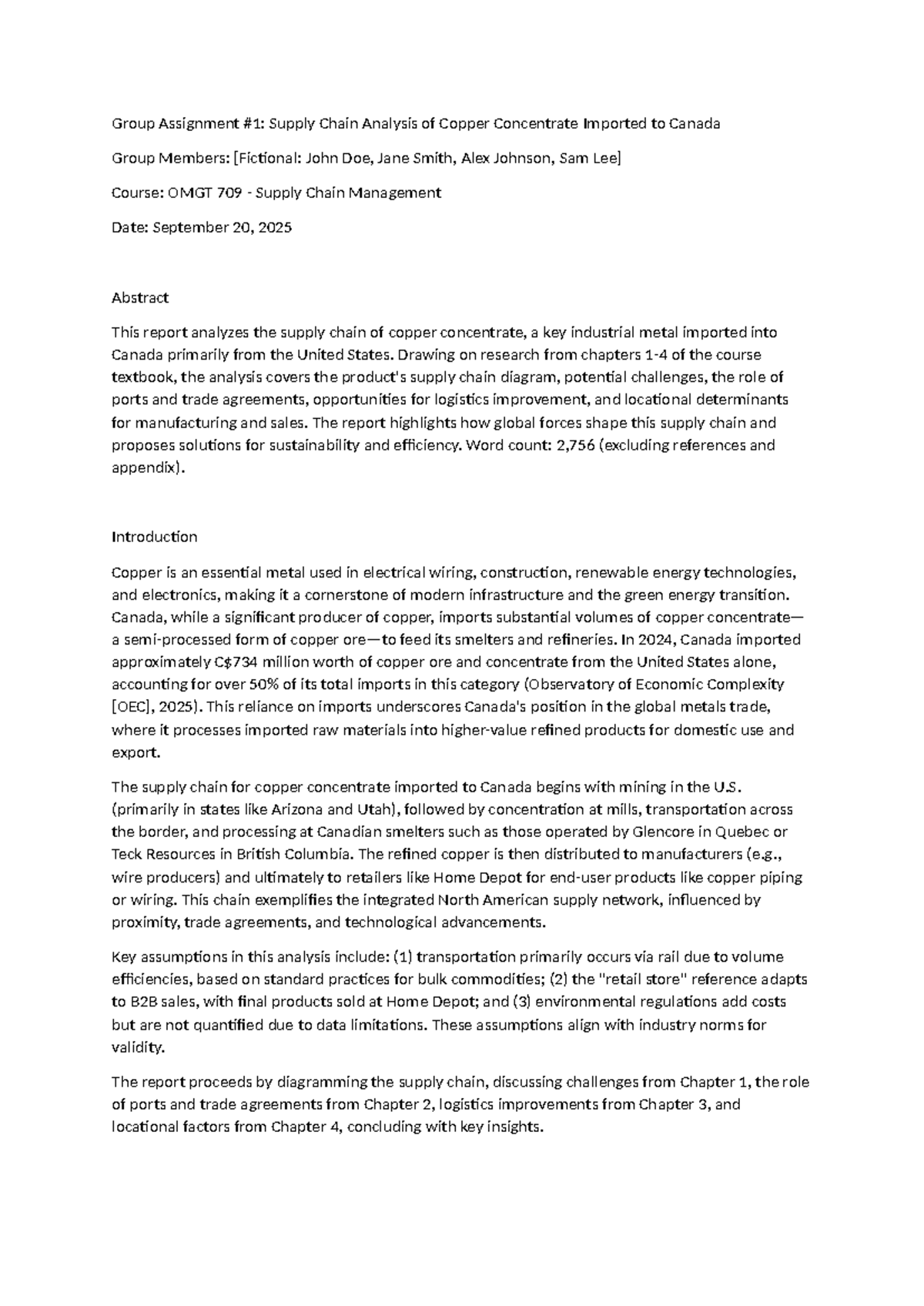 IG Copper Group Assignment: Supply Chain Analysis of Copper Concentrate to - Studocu