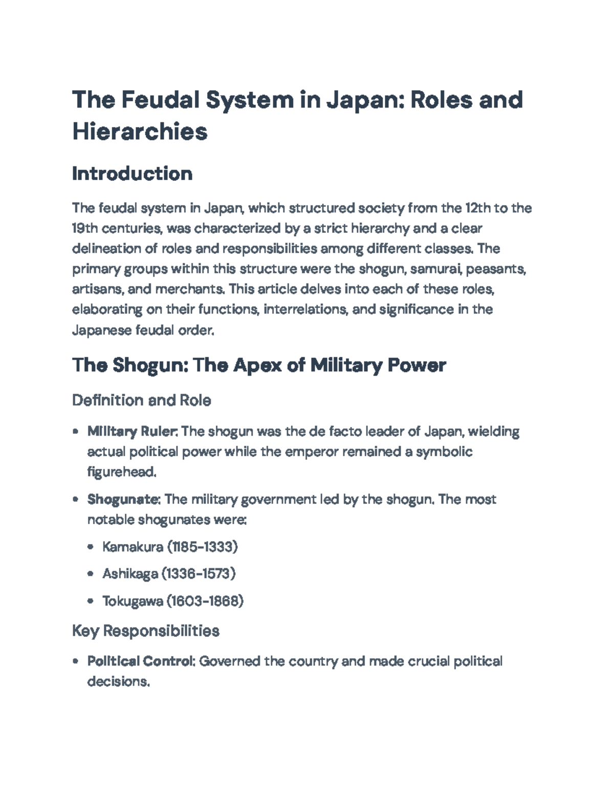 The Feudal System in Japan (HIST101): Key Roles & Social Hierarchy ...