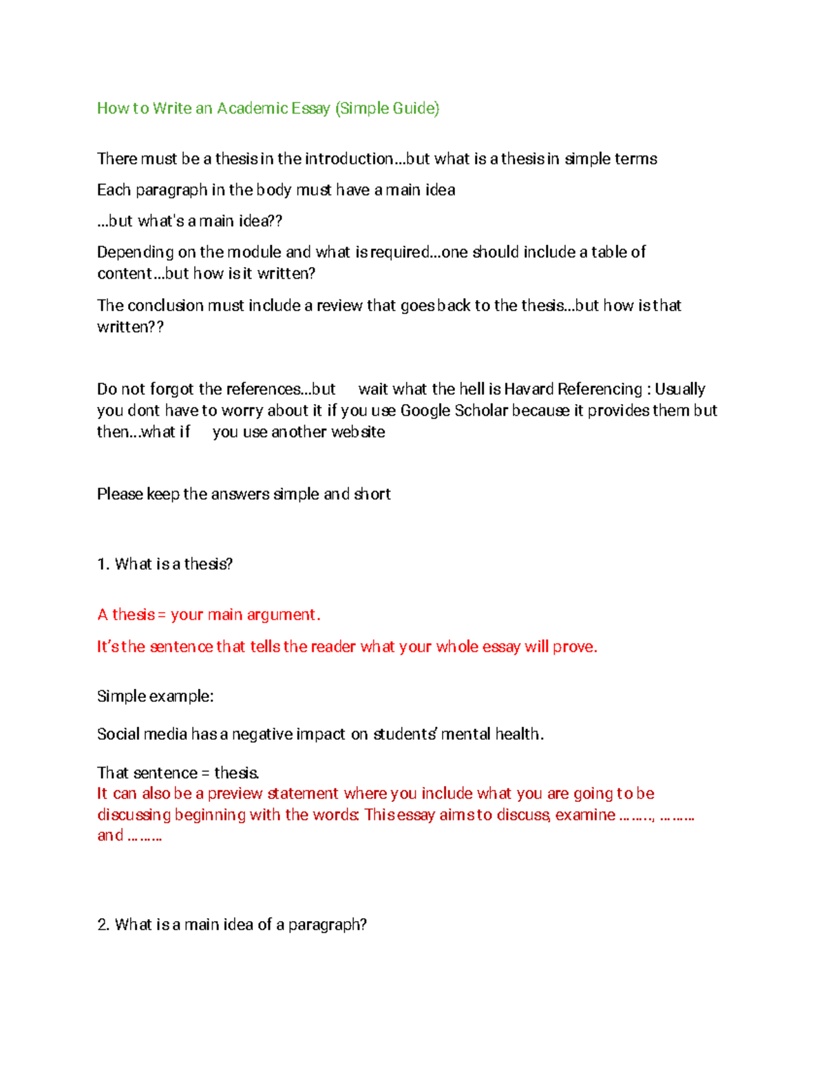 Academic Essay Writing Guide: Key Elements Explained - Studocu