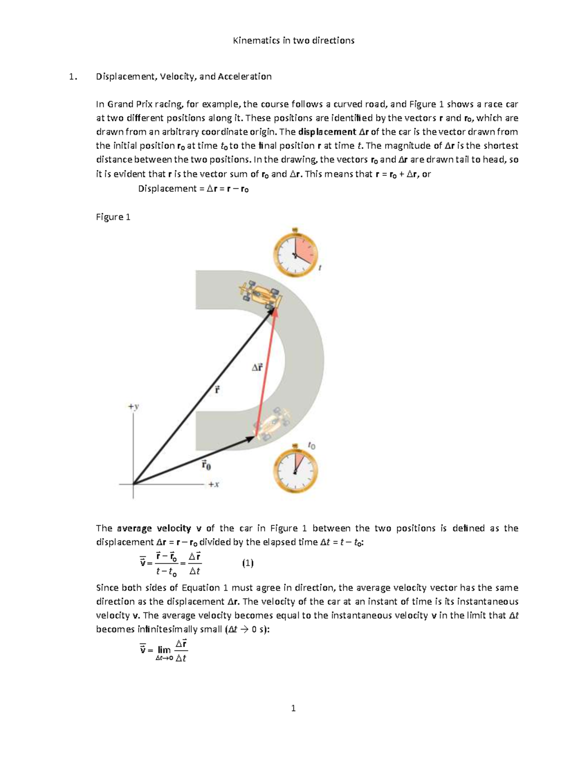 Kinematics in Two Directions: Displacement, Velocity, and Acceleration ...