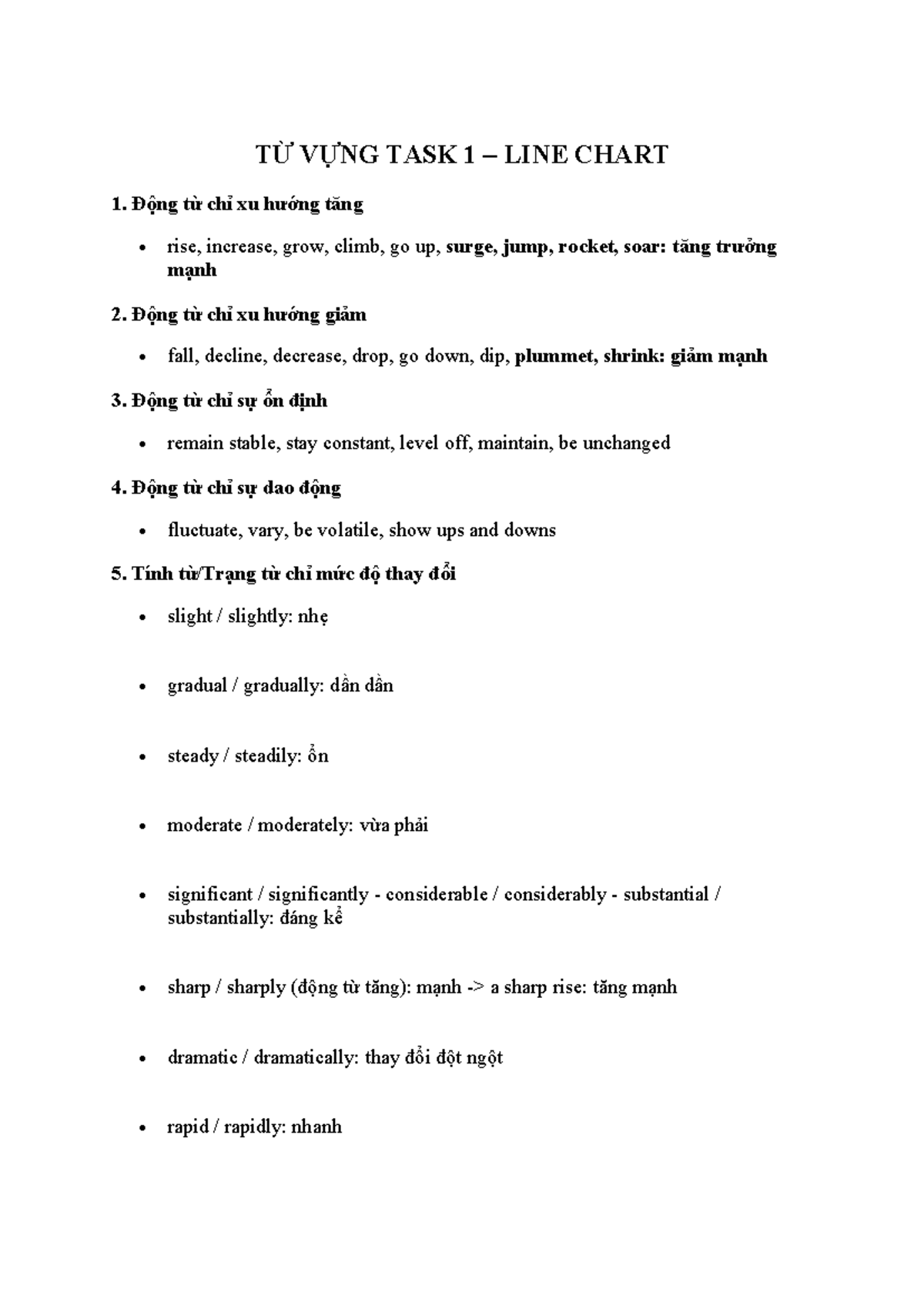 TỪ VỰNG TASK 1 – BIỂU ĐỒ ĐƯỜNG LINE CHART - Studocu