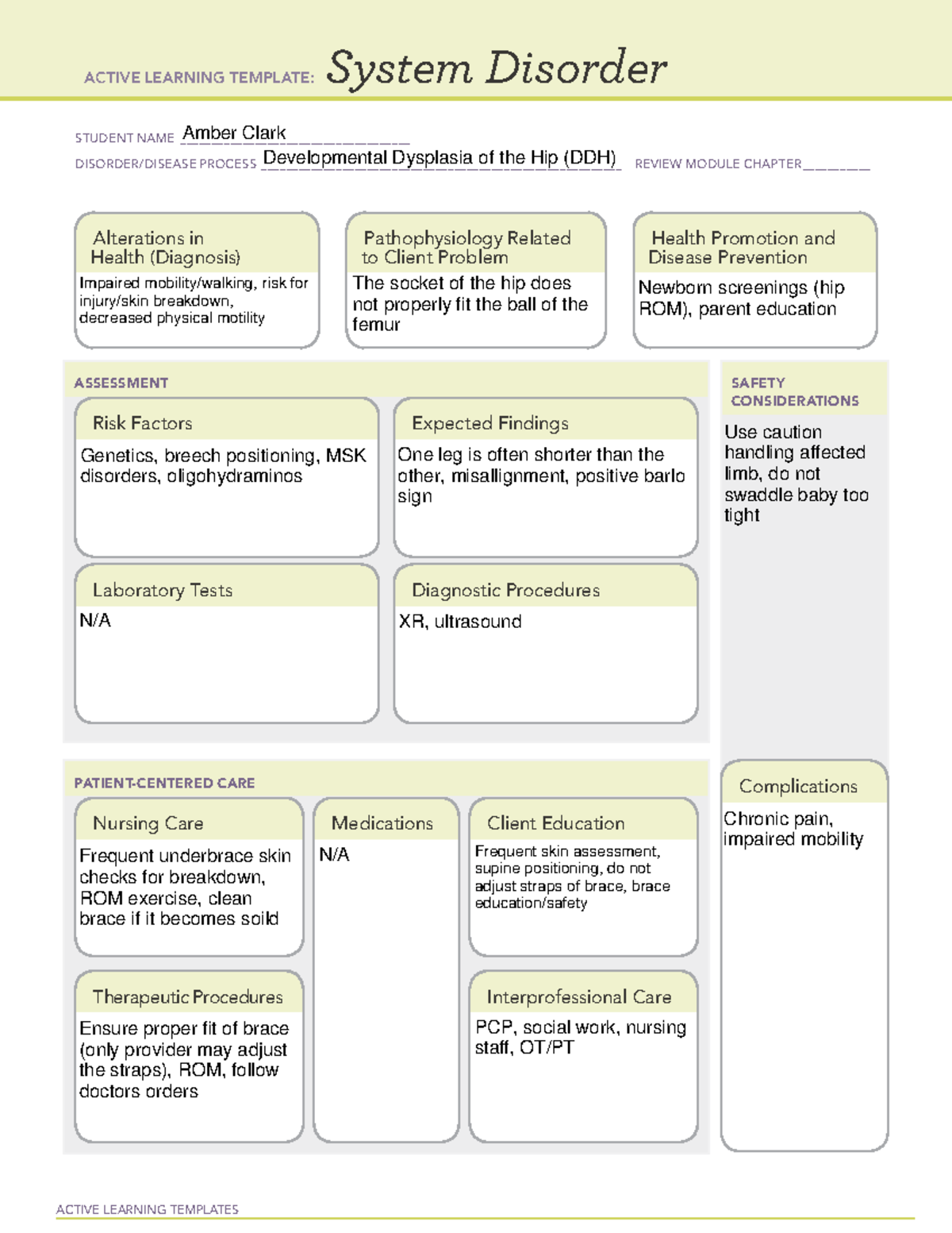 System Disorder Assessment for Developmental Dysplasia of the Hip (DDH ...
