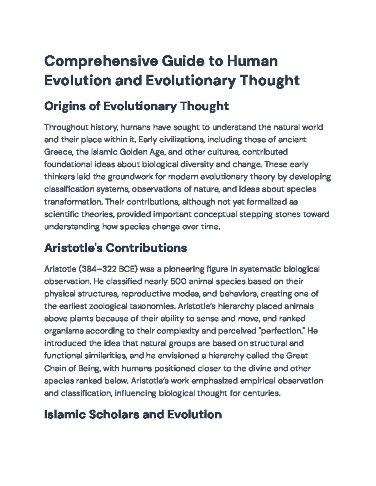 Comprehensive Guide to Evolutionary Biology and Human Evolution (BIO ...