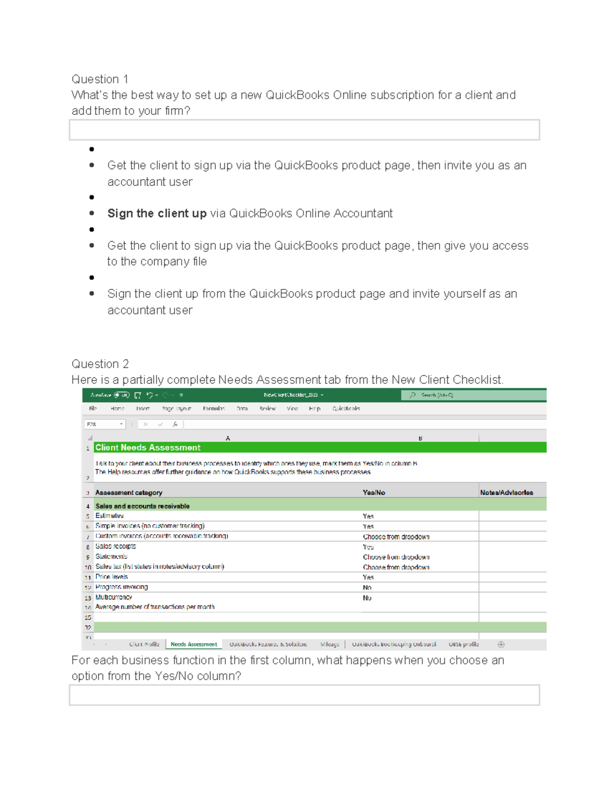 Assessment - QuickBooks Online Practice Set Q&A - Studocu