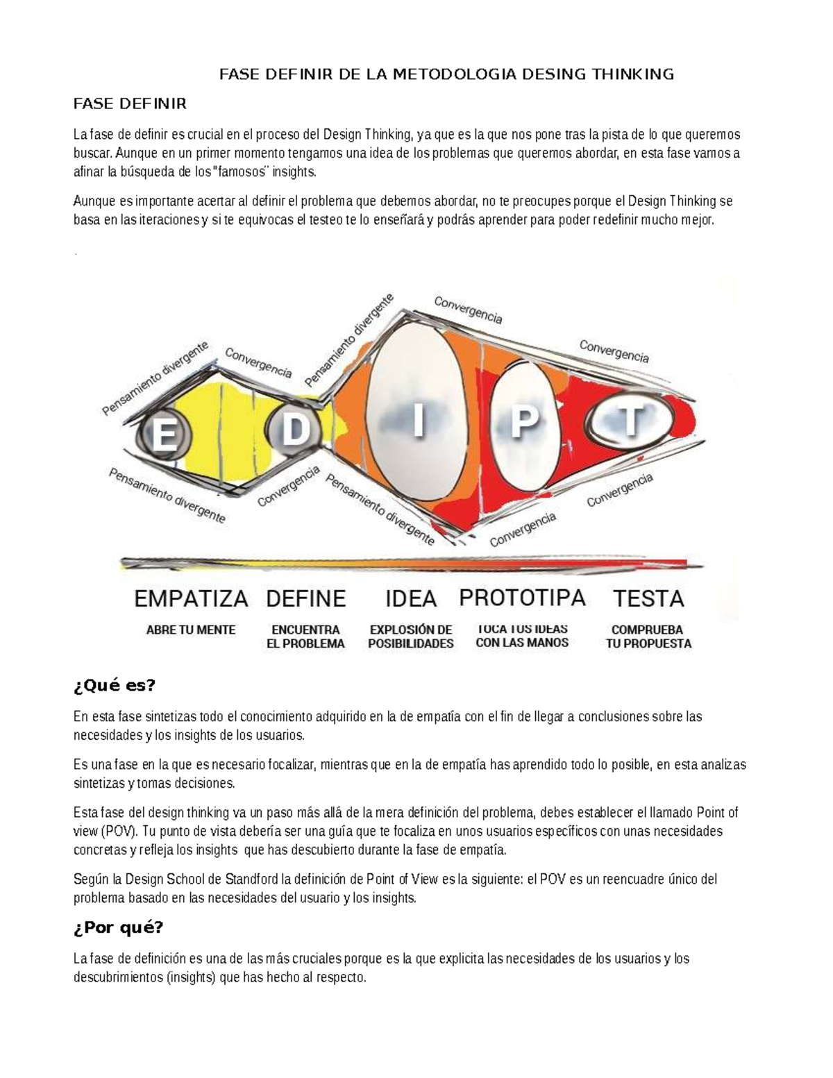 FASE Definir en la Metodología Design Thinking: Claves y Técnicas - Studocu