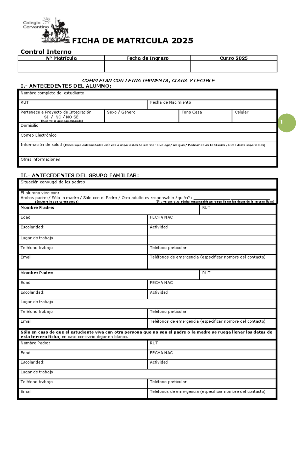 Ficha Matricula 2025 - Jajajajajajaa - FICHA DE MATRICULA 2025 1 ...