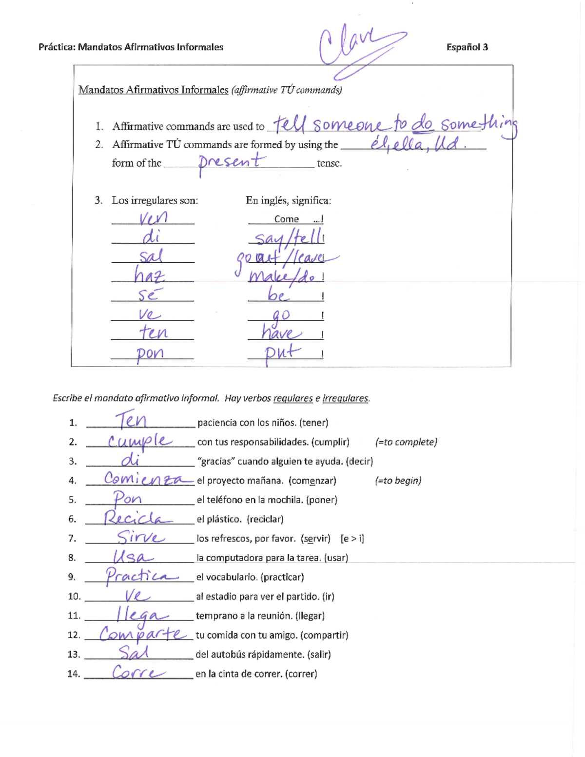Calent 21-22 Revisar Mandatos TU Afirmativos -ext ver- Clave - Practica ...