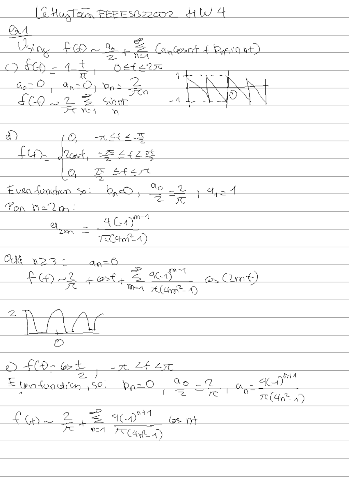Homework Chapter 4: Fourier Series Analysis and Applications - Studocu