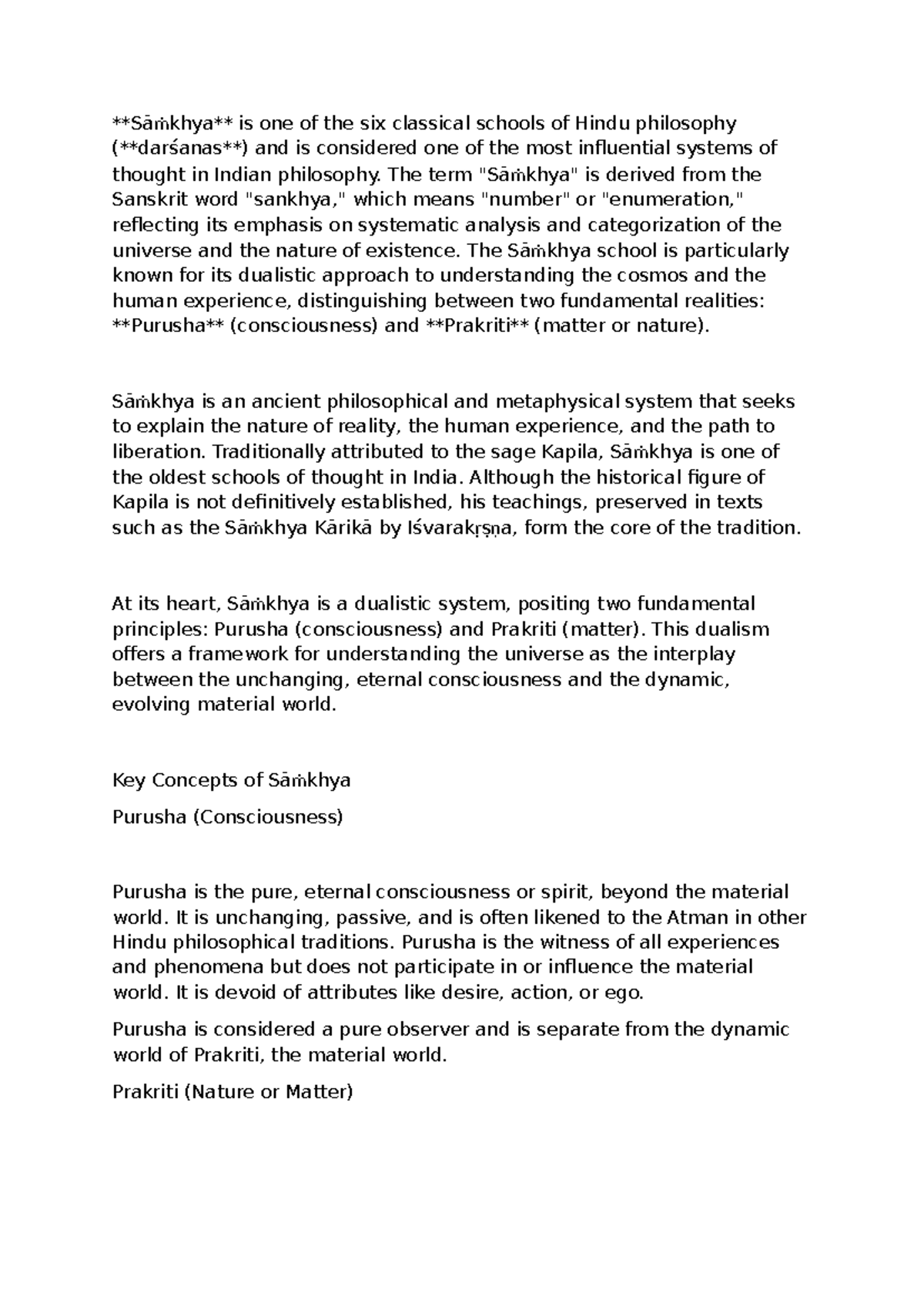 Key Concepts in Hindu Thought: Sāṁkhya, Yoga, and Vedanta (Course Code ...