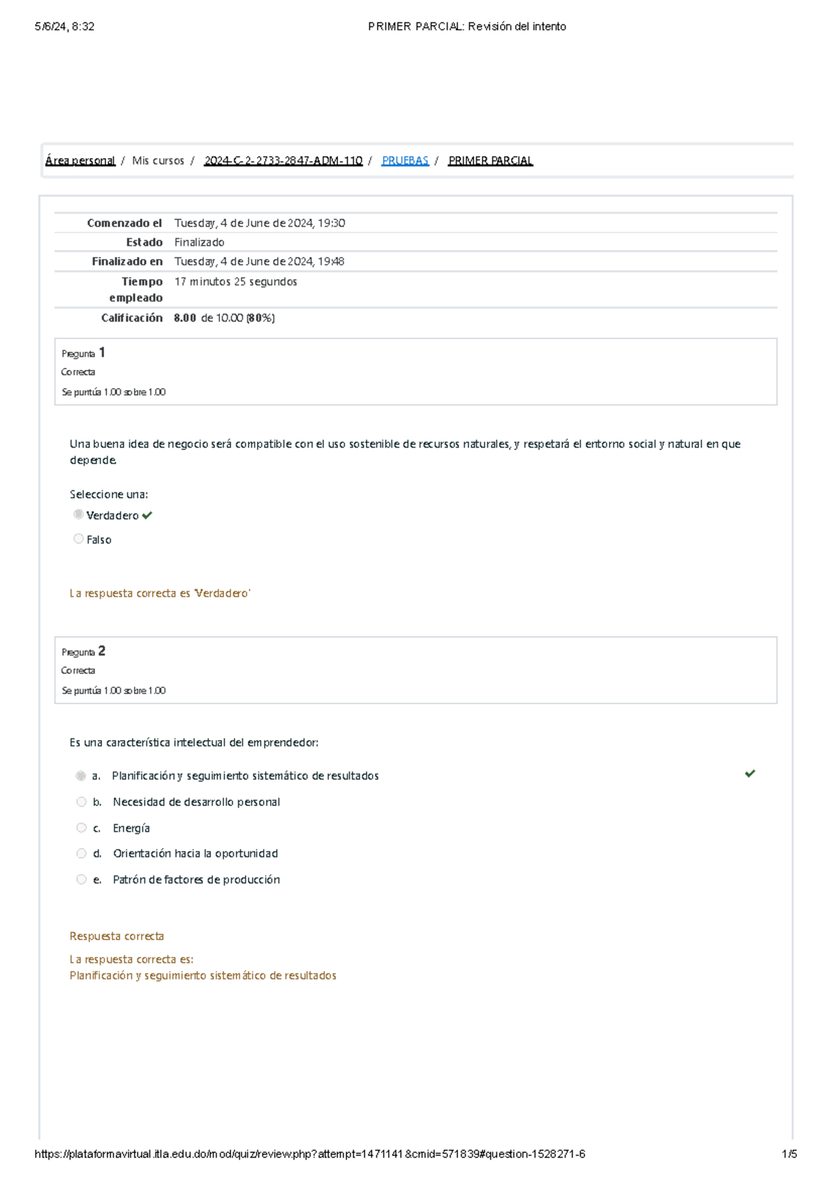 Primer Parcial ADM-110: Preguntas y Respuestas Clave - Studocu