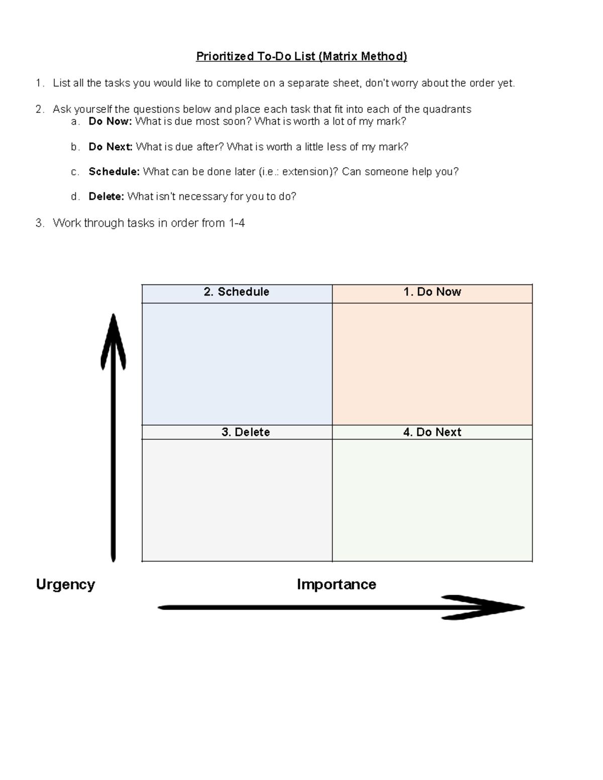 Time Management - Prioritization Matrix Guide - Studocu