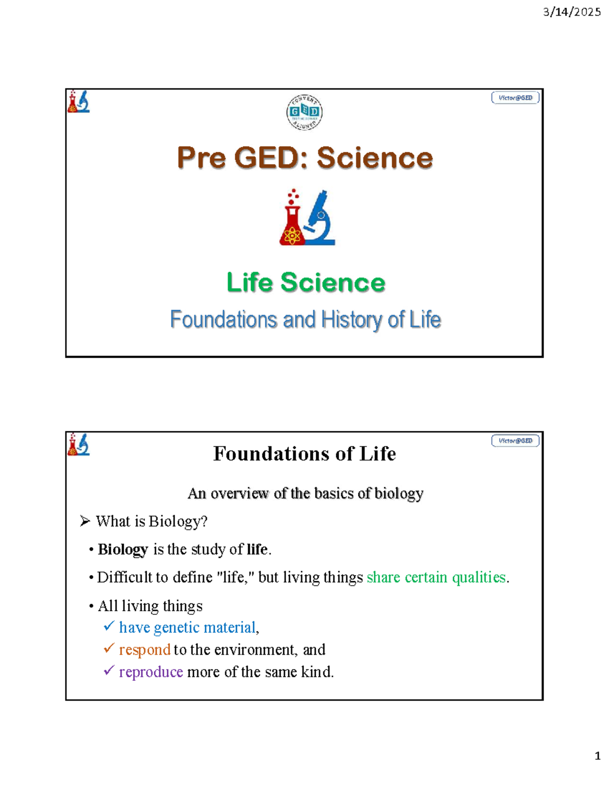 Life Science 1: Foundations of Life Overview and Key Concepts - Studocu