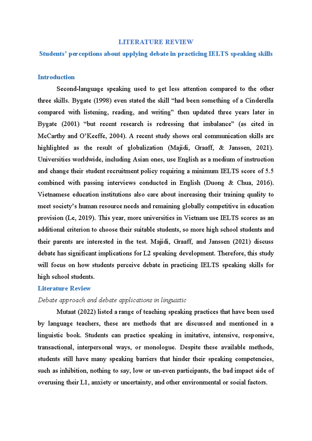 Example of a good literature review - LITERATURE REVIEW Students ...