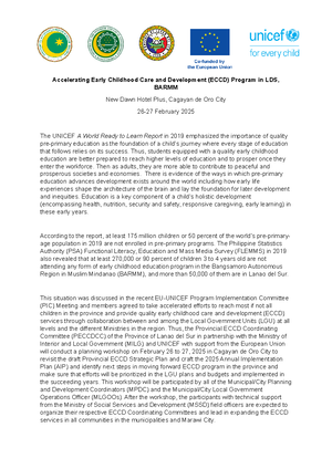 LDS ECCD Strategic Plan: Enhancing Early Childhood Development in Lanao ...