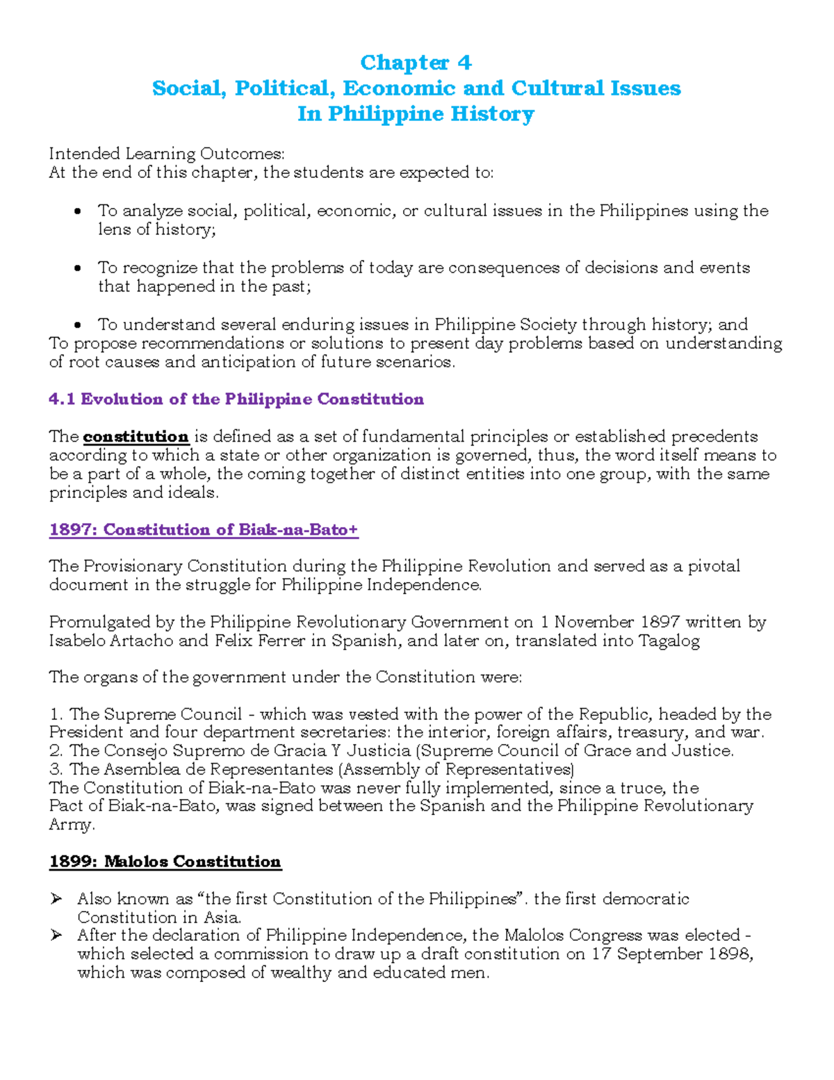 Chapter 4: Social, Political, Economic & Cultural Issues in PH History ...