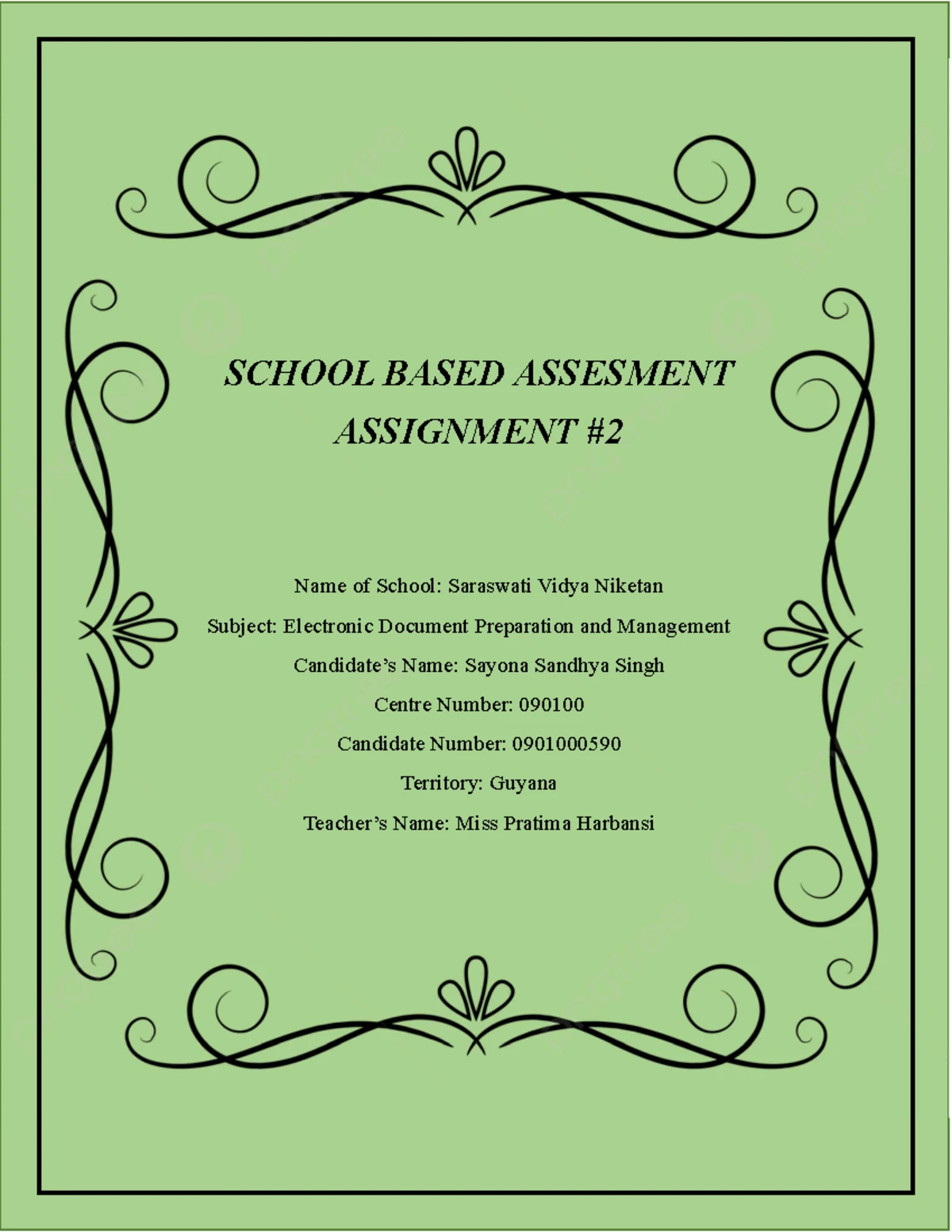 GOE SBA - Csec geography sba sample- GFC training centre - Table of ...