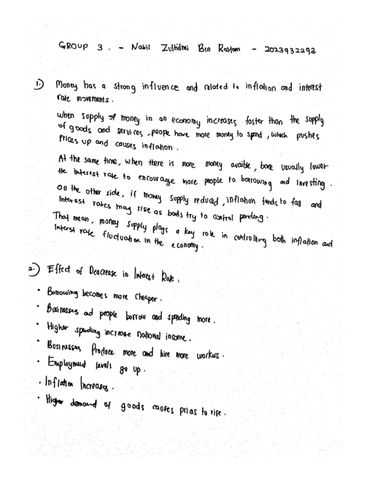 ECO 531 Note: Money Supply, Inflation, and Interest Rate Effects - Studocu