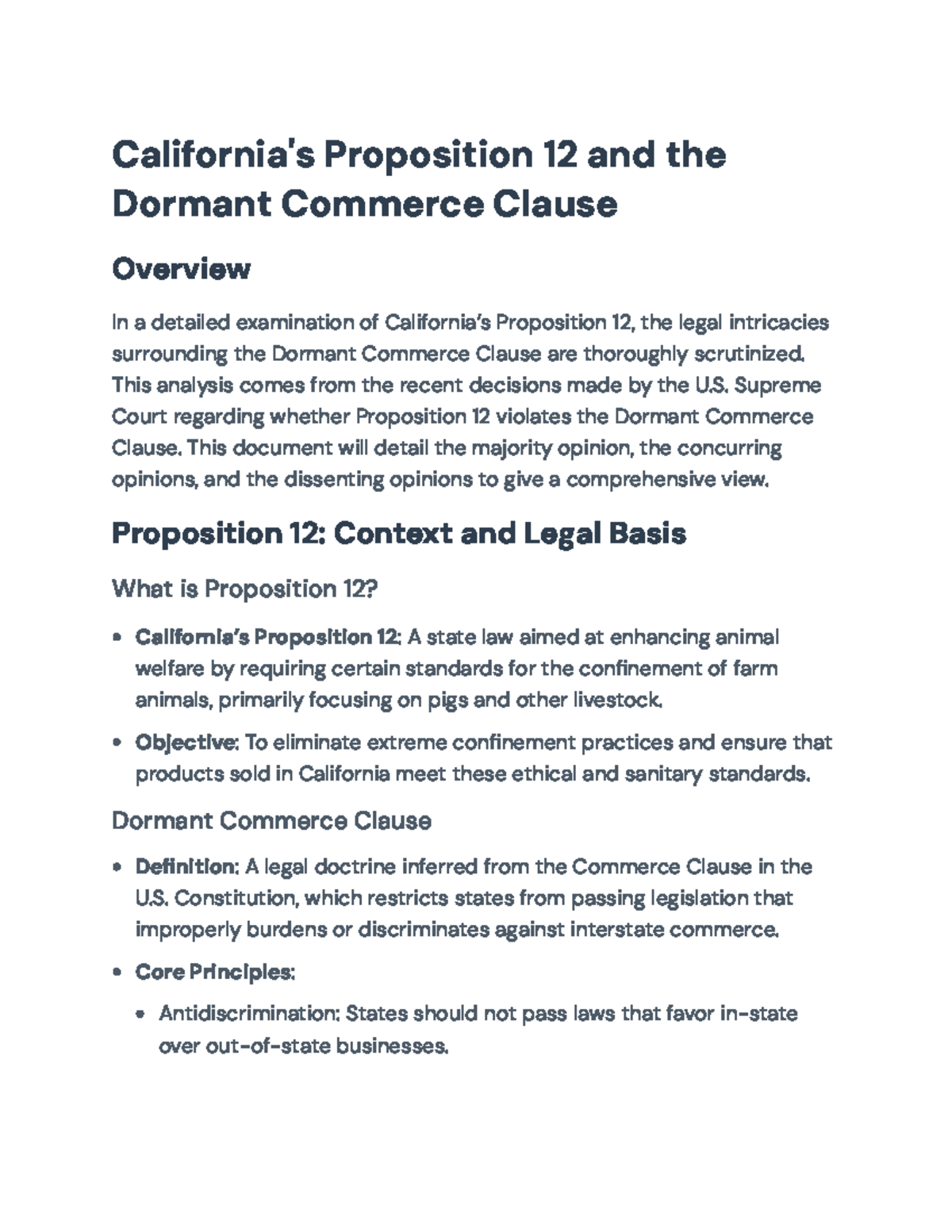 California's Proposition 12 and the Dormant Commerce Clause Analysis ...