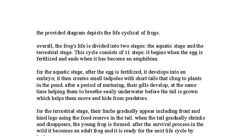 WTR- Task 1 - The Life Cycle Process of Frogs Explained - Studocu