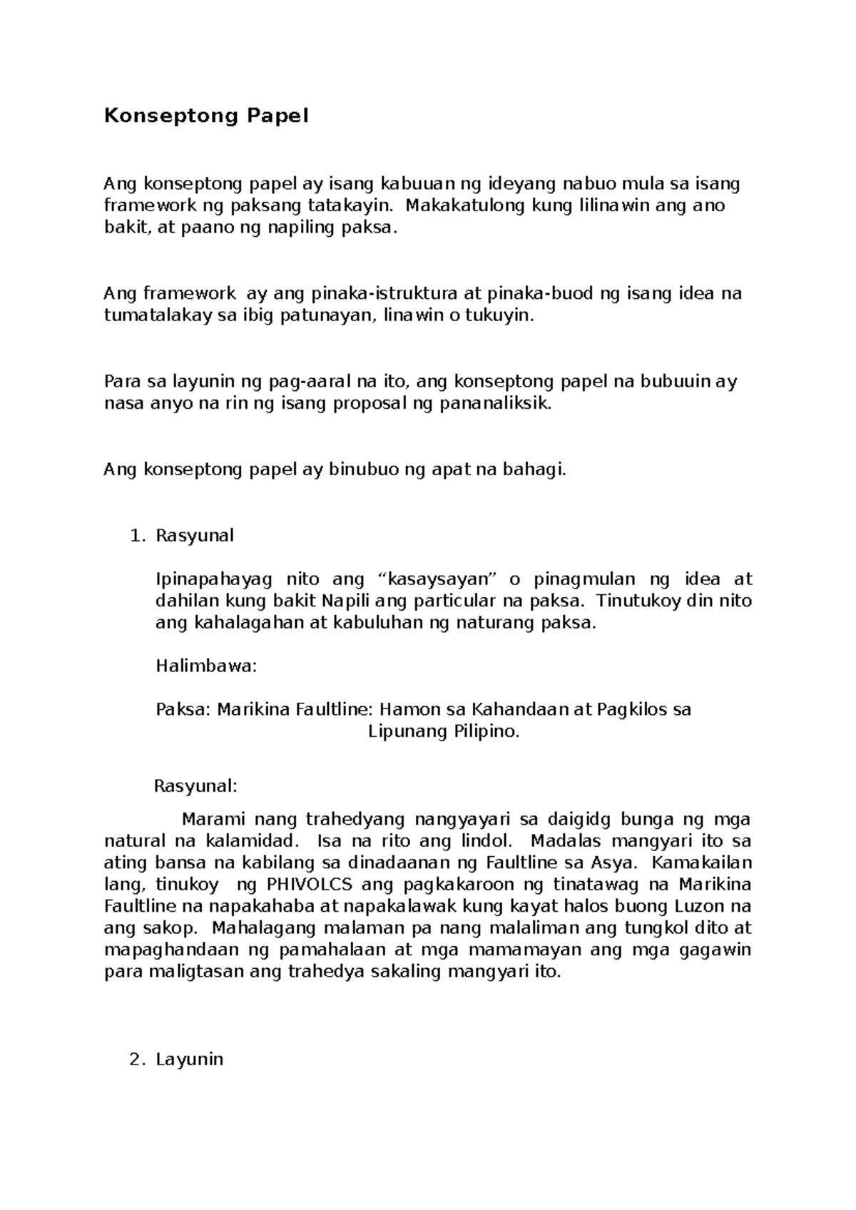 Konseptong Papel sa Pagsasaliksik: Framework at Metodolohiya - Studocu