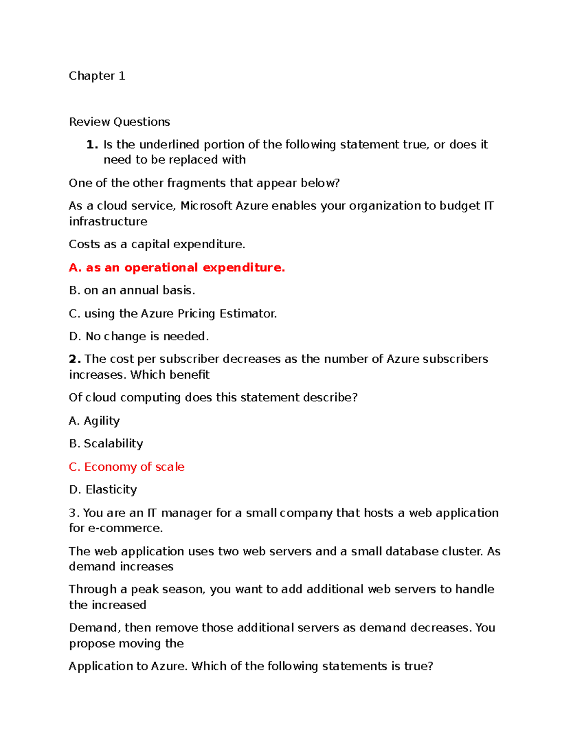 Azure CHAP 1 Review Questions and Answers - Studocu