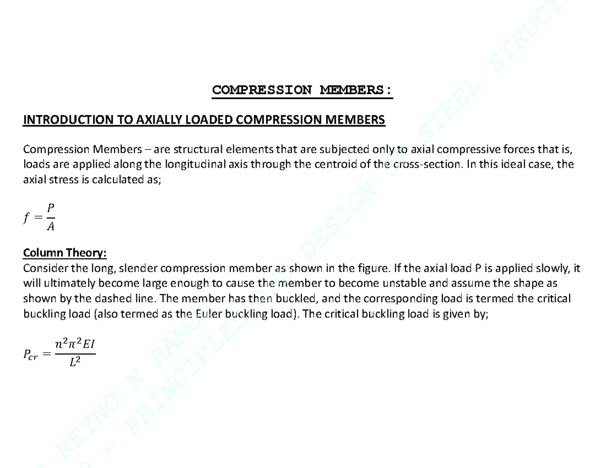 Module 7 - Axially Loaded Compression Members and Buckling Analysis - Studocu