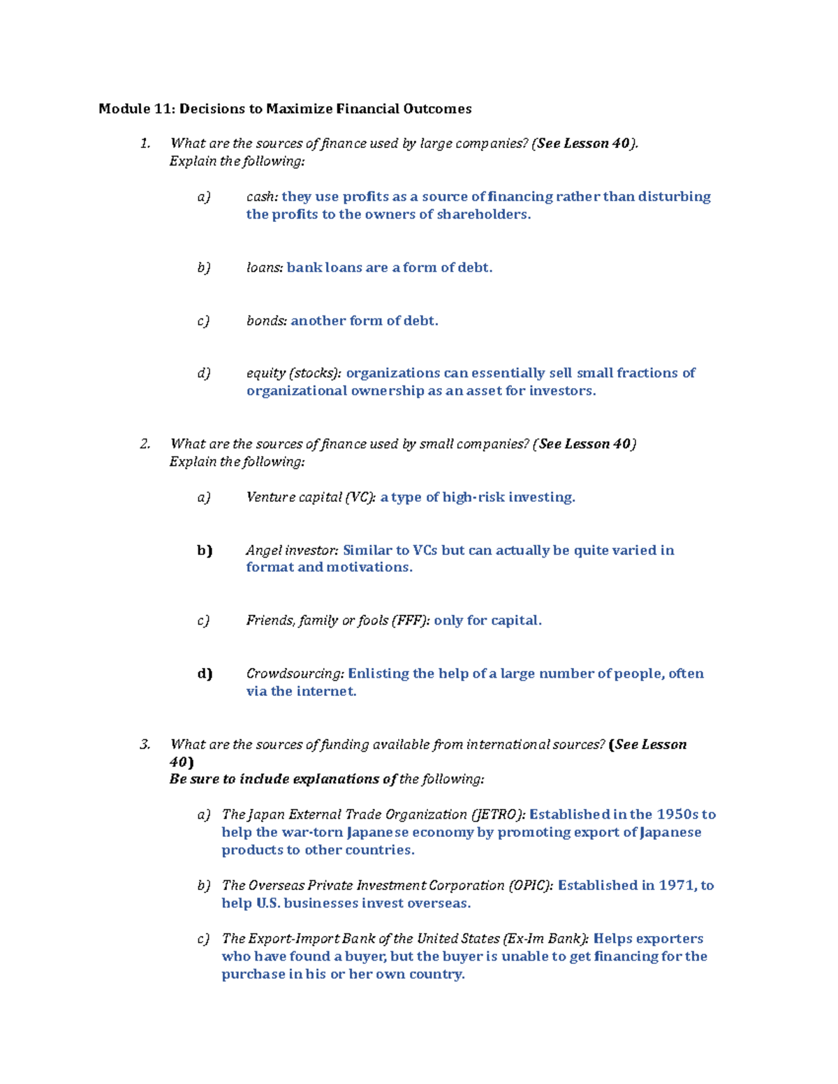 Module 11 Study Guide - Module 11: Decisions to Maximize Financial ...