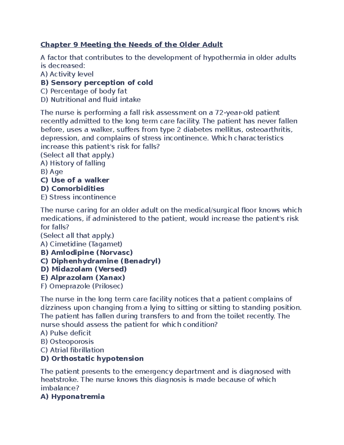 Chapter 9 Meeting Safety Needs of the Older Adult- Gerontolo - Chapter ...