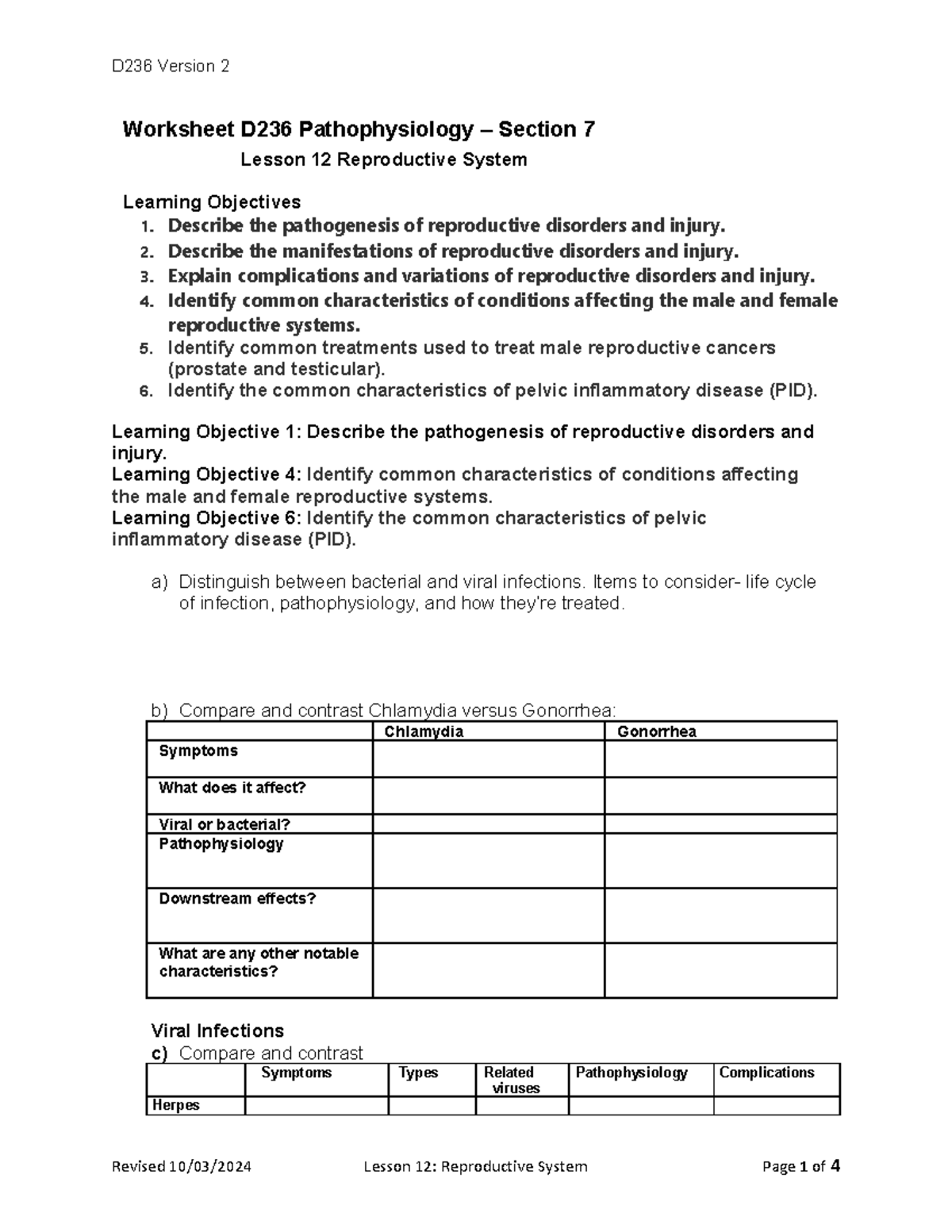 D236 Lesson 12 Reproductive System: Pathophysiology & Disorders - Studocu