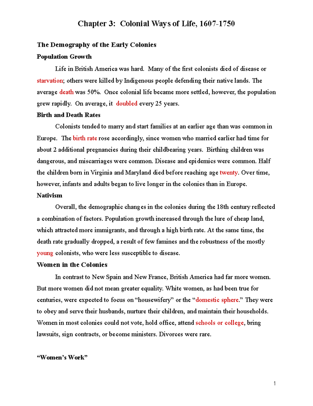 Chapter 3: Colonial Ways of Life and Demographics (1607-1750) - Studocu