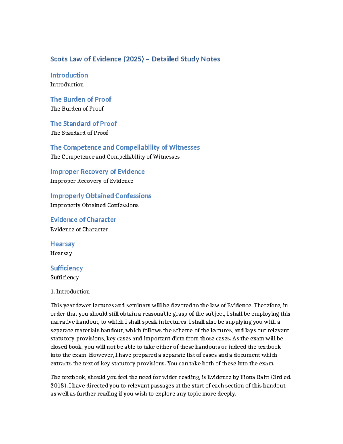 Scots Law of Evidence (2025) – Final Exam Comprehensive Study Notes ...