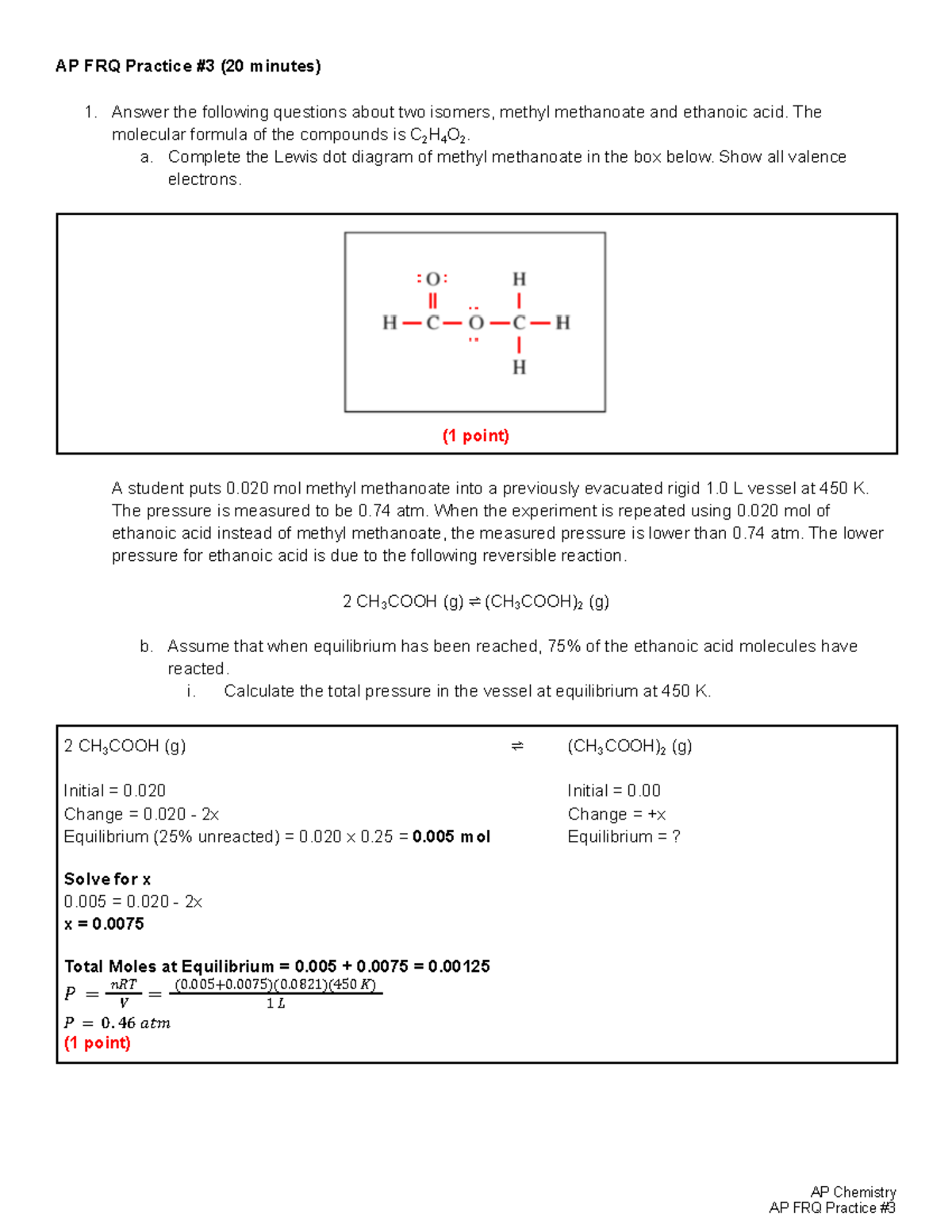 Practice FRQ #3 KEY - AP FRQ Practice #3 (20 minutes) 1. Answer the ...