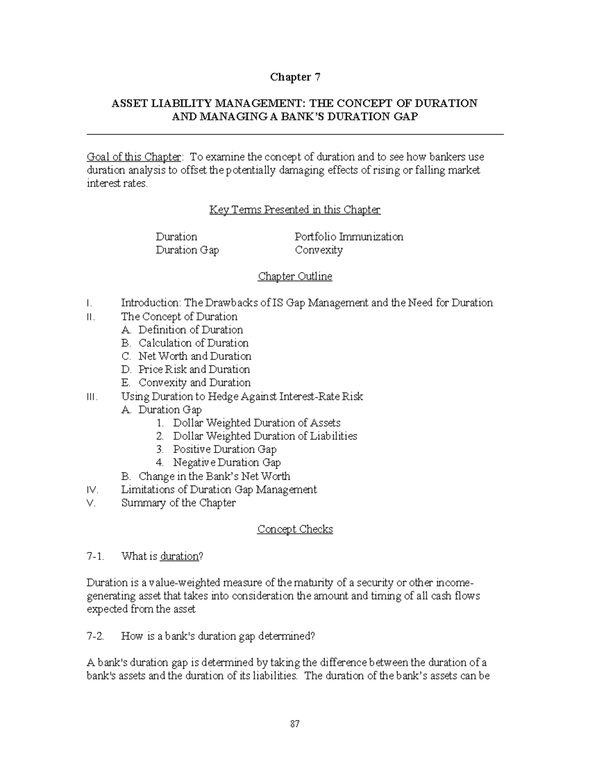 Chapter 7: Asset Liability Management - Understanding Duration and Gap ...