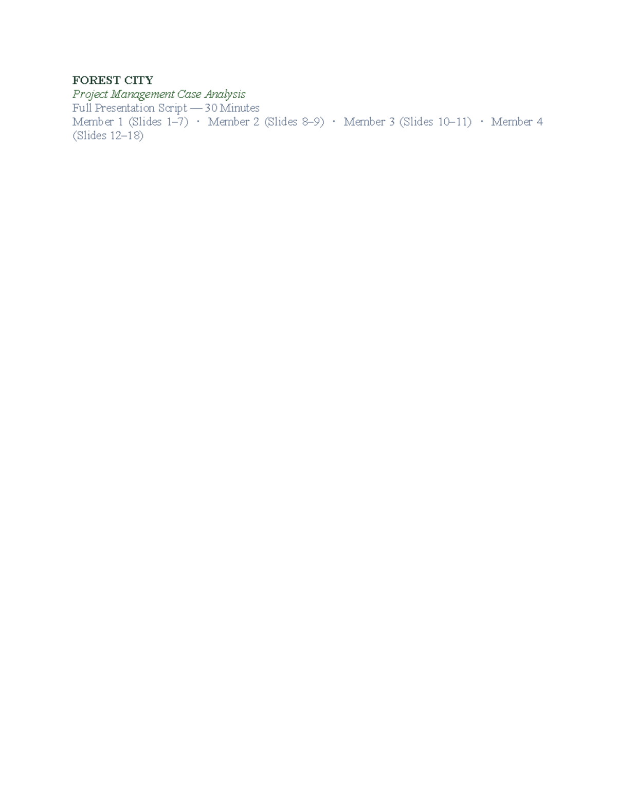 FOREST CITY Project Management Case Study: Lessons Learned & Analysis ...