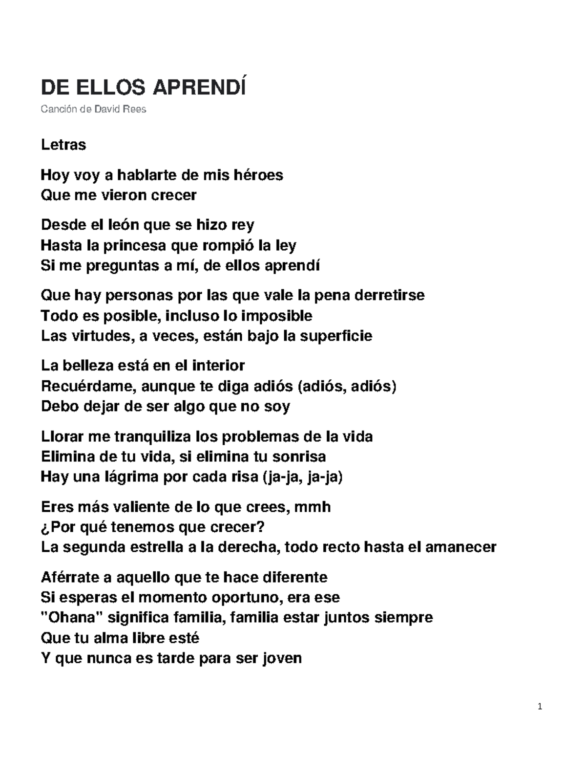 Letra de la Canción "De Ellos Aprendí" - LENGUAJE - Studocu