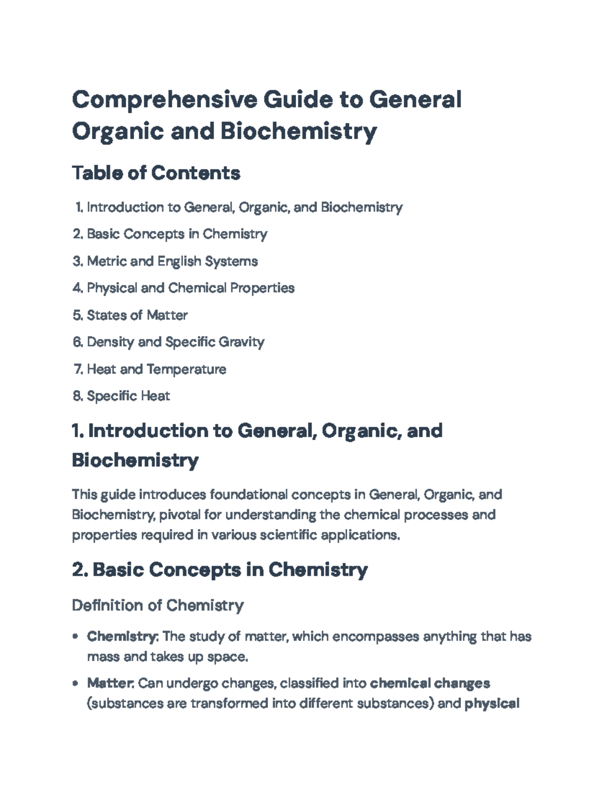 General, Organic, and Biochemistry Study Guide: Key Concepts ...