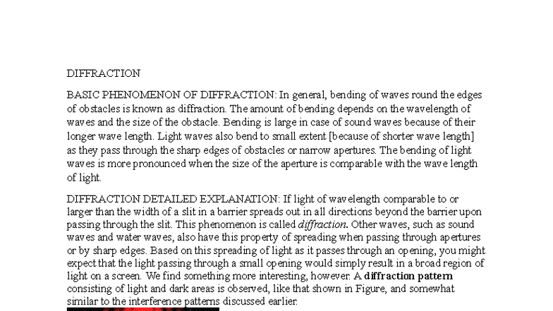 DIFFRACTION PHENOMENA: FRESNEL & FRAUNHOFER EXPLAINED - Studocu