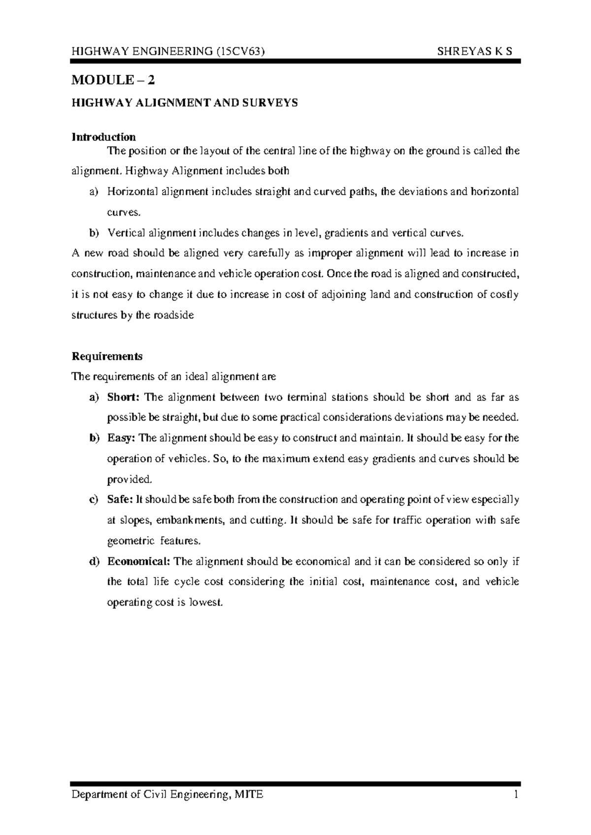M2-1 - Highway Alignment and Surveys Notes for Engineering Students ...