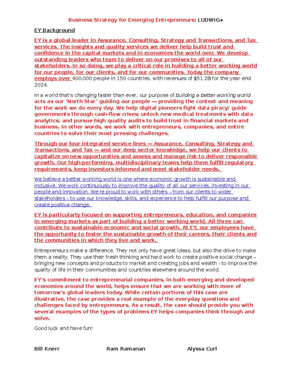 Business Strategy for Emerging Entrepreneurs: EY Case Study Analysis ...