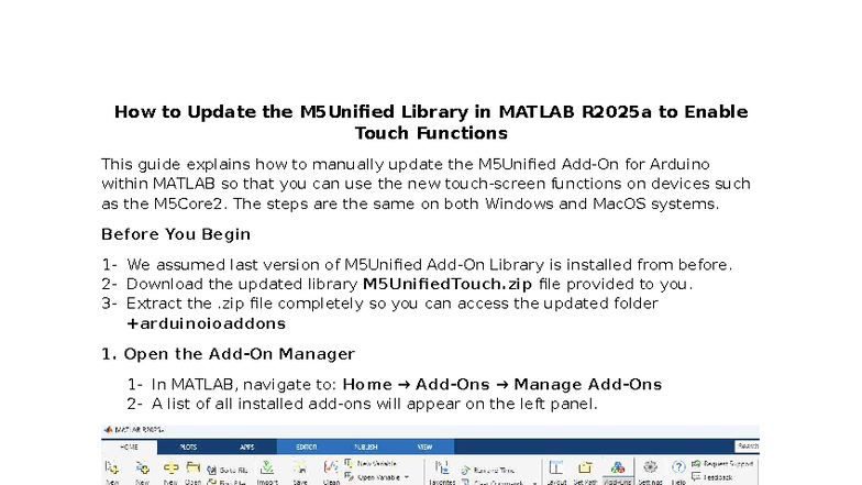 Updating M5Unified Library for Touch Functions in MATLAB R2025a - Studocu