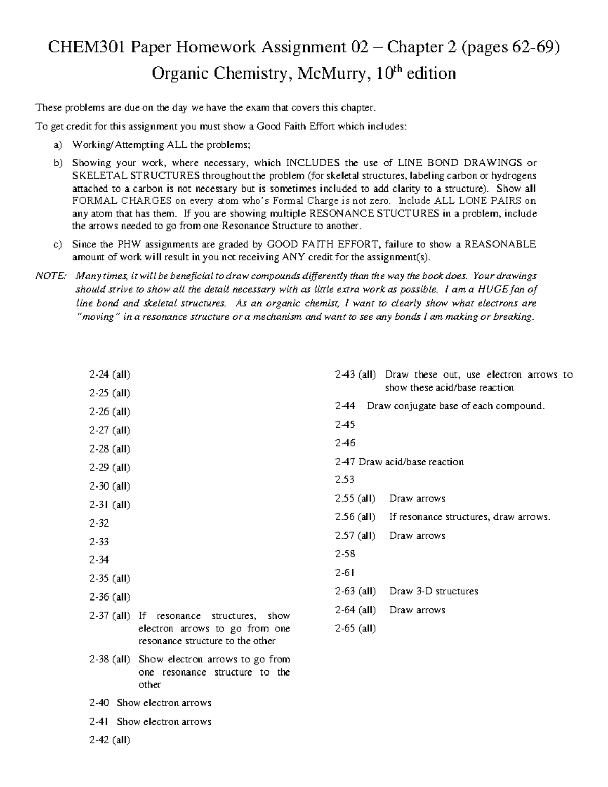 VCU CHEM301 Homework Assignment 02 - Organic Chemistry Ch. 2 - Studocu