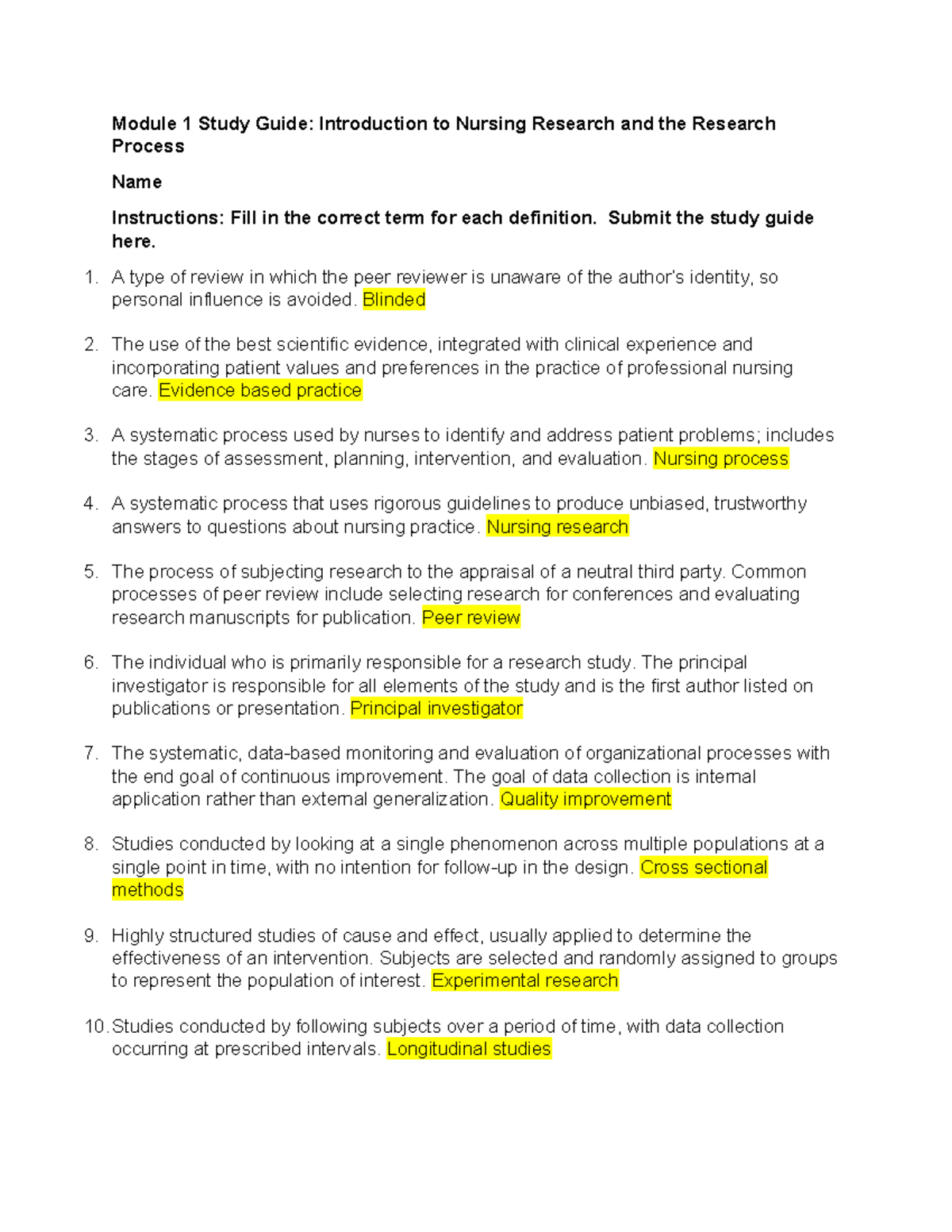 NUR 4310 Module 1 Study Guide: Nursing Research Essentials - Studocu