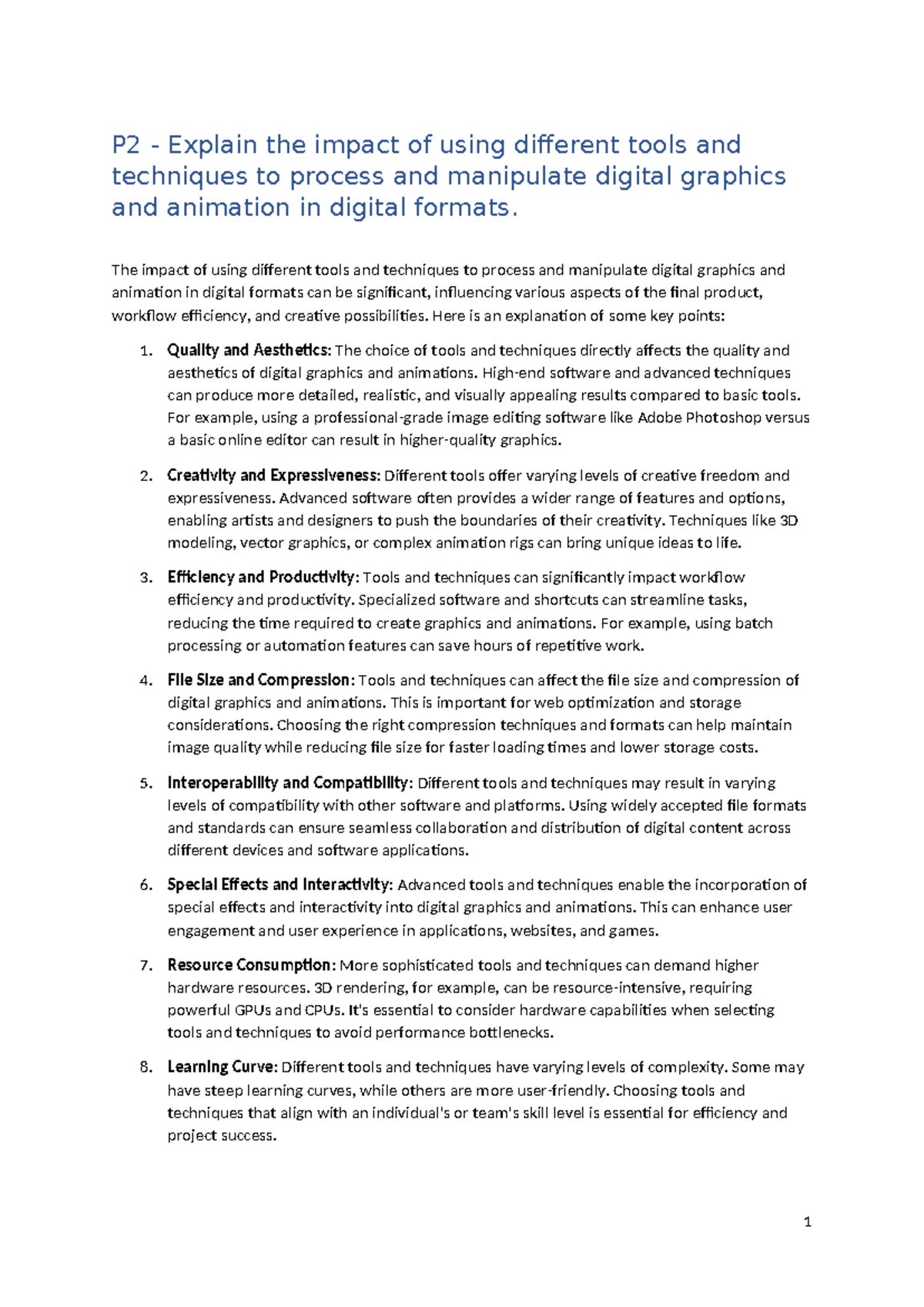 M1-1 - Analysis of Digital Graphics and Animation Usability - Studocu