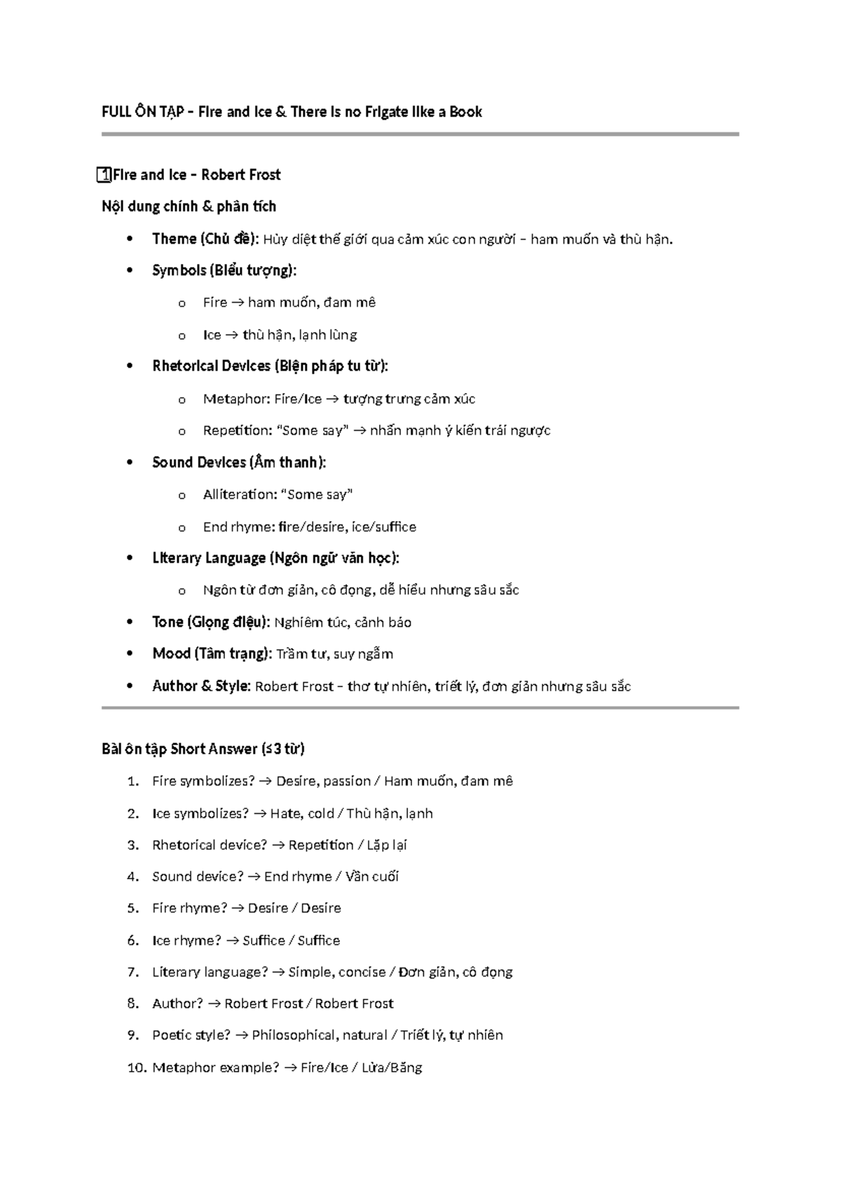 ÔN TẬP CK1 - Phân Tích Thơ Robert Frost & Emily Dickinson - Studocu