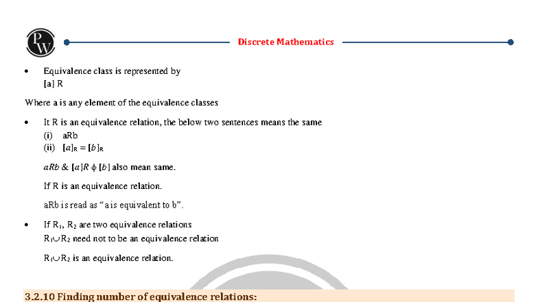 Discrete Mathematics: Equivalence Relations & Partial Orders (CS 3297 ...